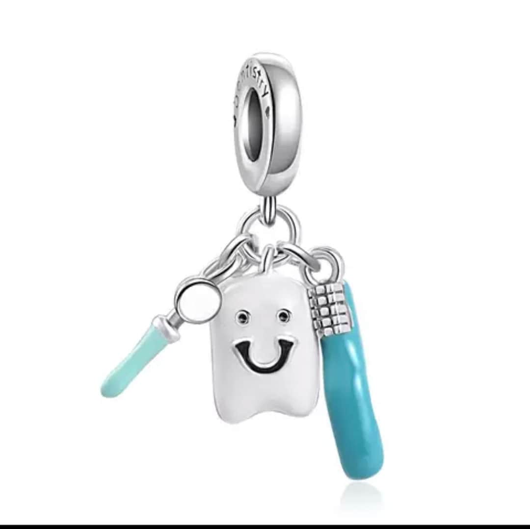 Dentistry Charm, Dangle Dangler Charm, S925 Silver, Toothbrush, Dental ...