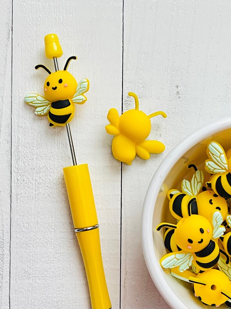 Bumble Bee 3D Silicone Focal for Pen Keychain DIY, 1 Piece, Bee Focal ...