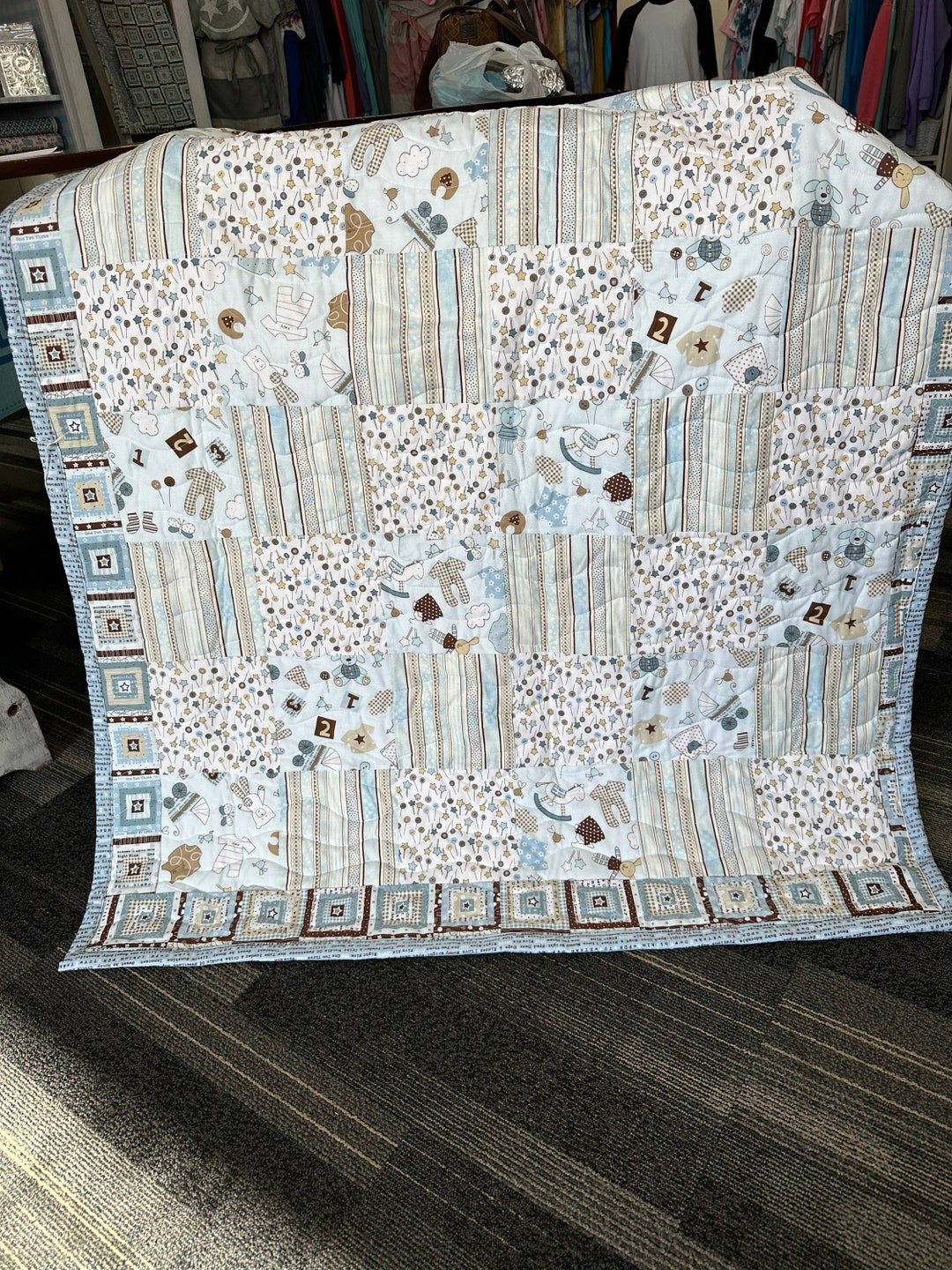 Baby Blue Boy Patchwork Quilt - Etsy