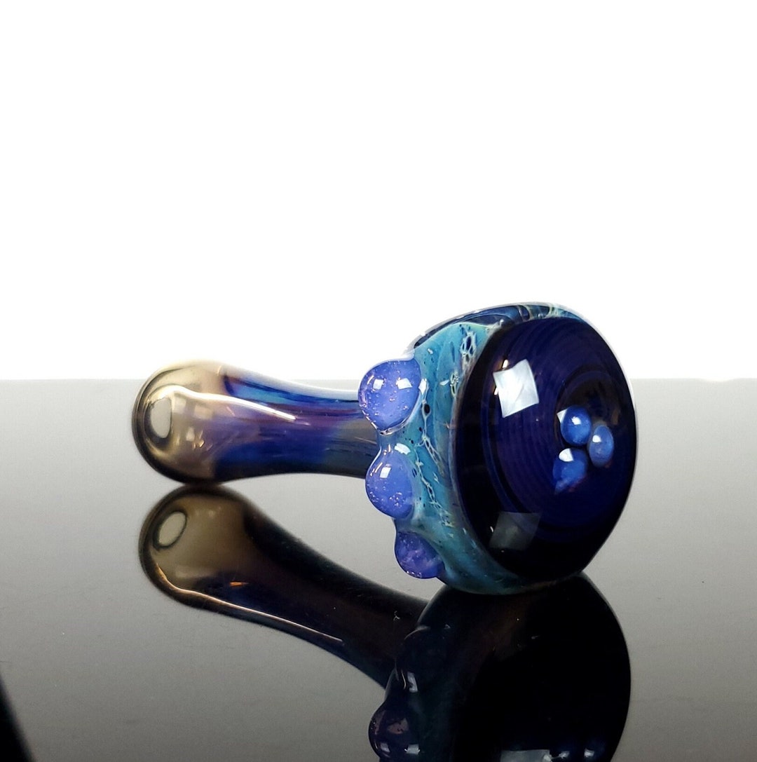 Spiral Capped Spoon Glass Pipe Trippy Heady Linework fumey Blues ...