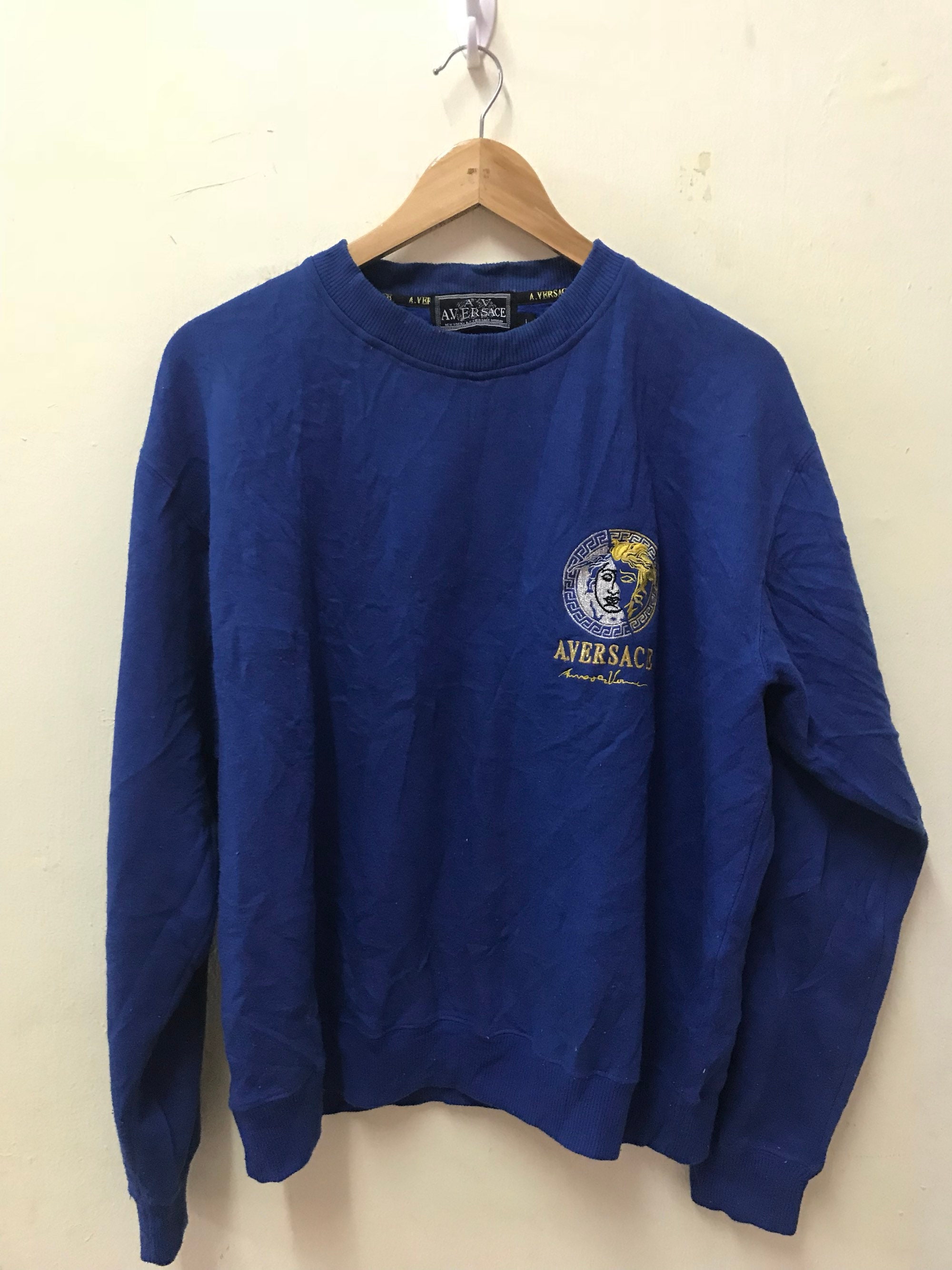 Medusa Versace Embroidery Big Logo Pullover Sweatshirts Large Size - Etsy