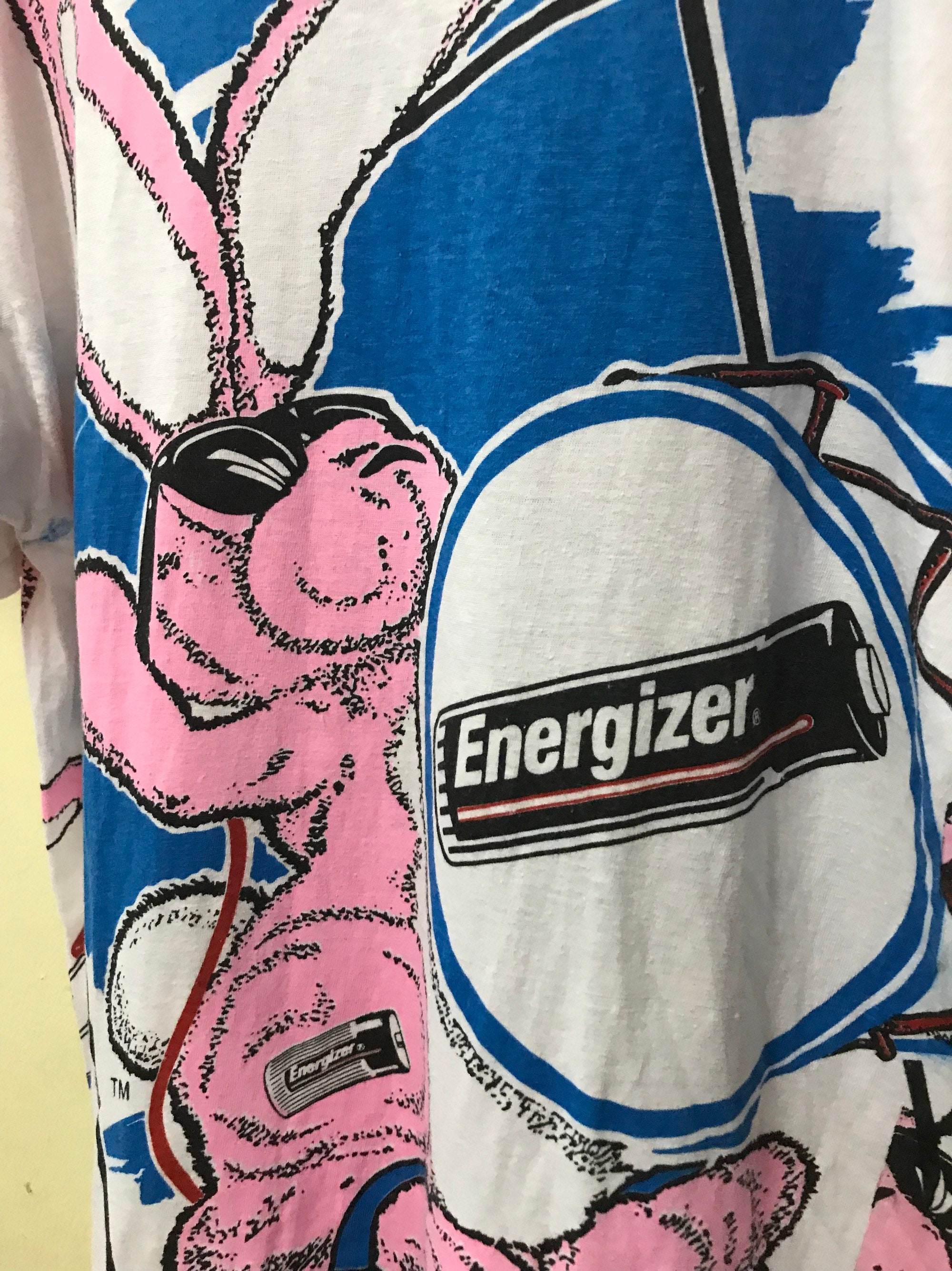 Vintage Energizer All Overprint Logo Shirt Eveready Battery Company One ...
