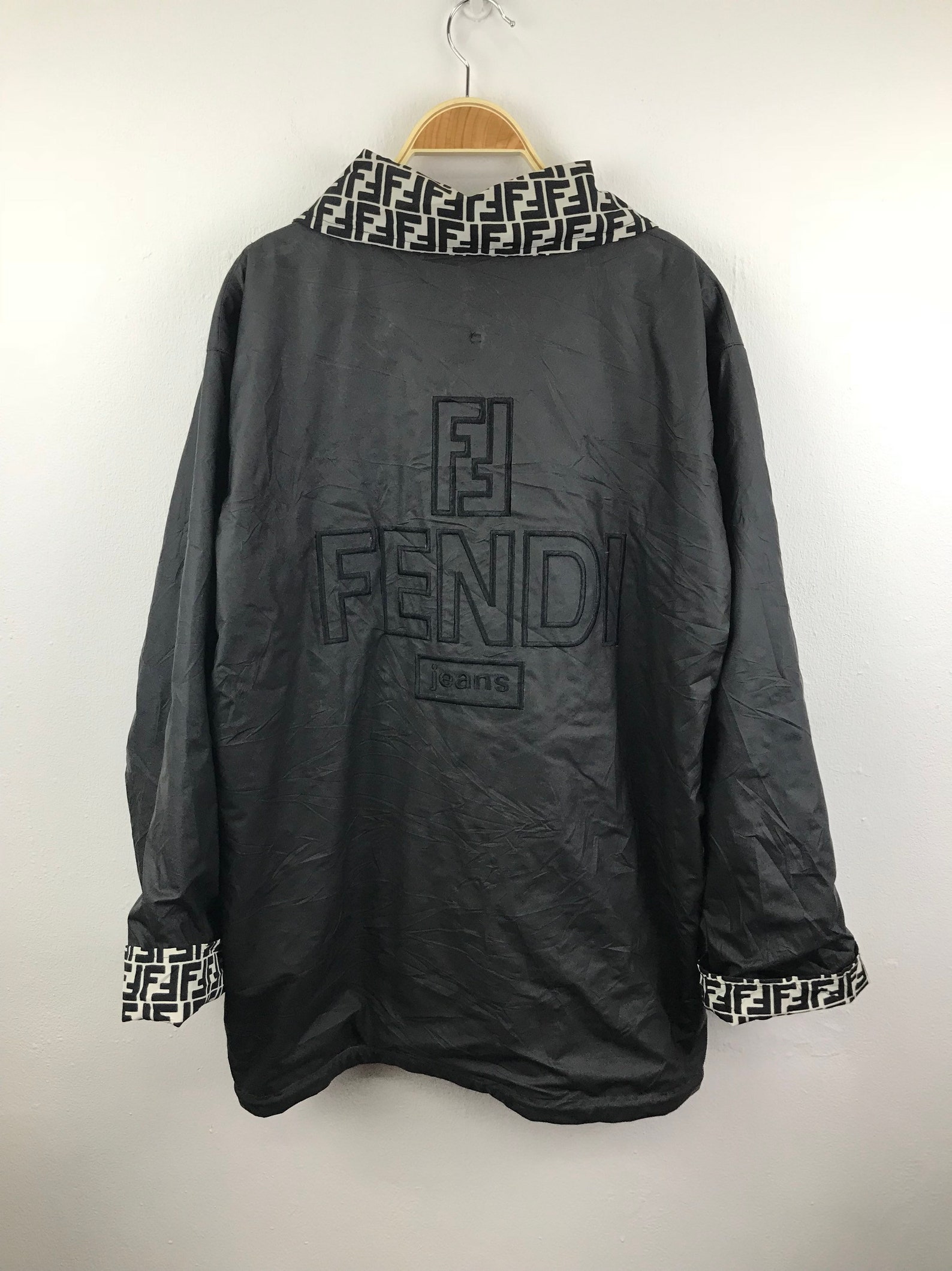 Fendi Spellout Embroidery Big Logo Monogram lining Jacket | Etsy