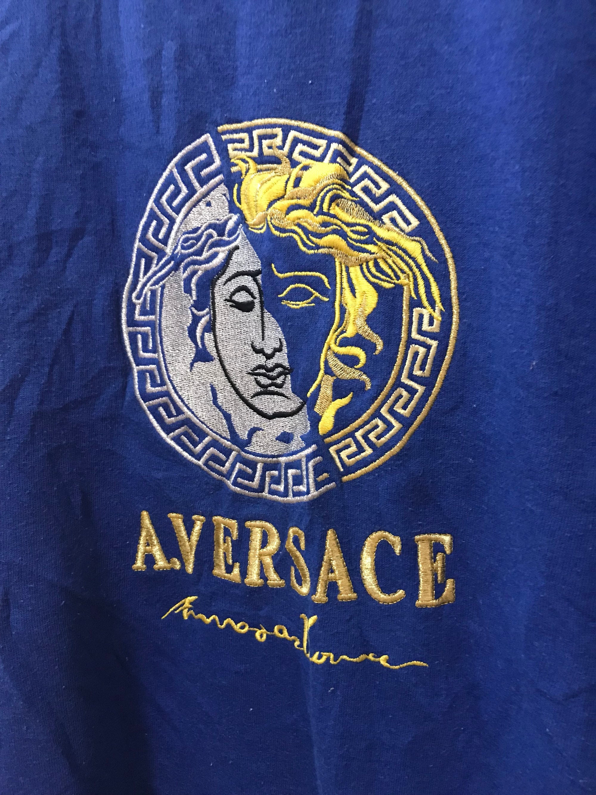 Medusa Versace Embroidery Big Logo Pullover Sweatshirts Large Size - Etsy