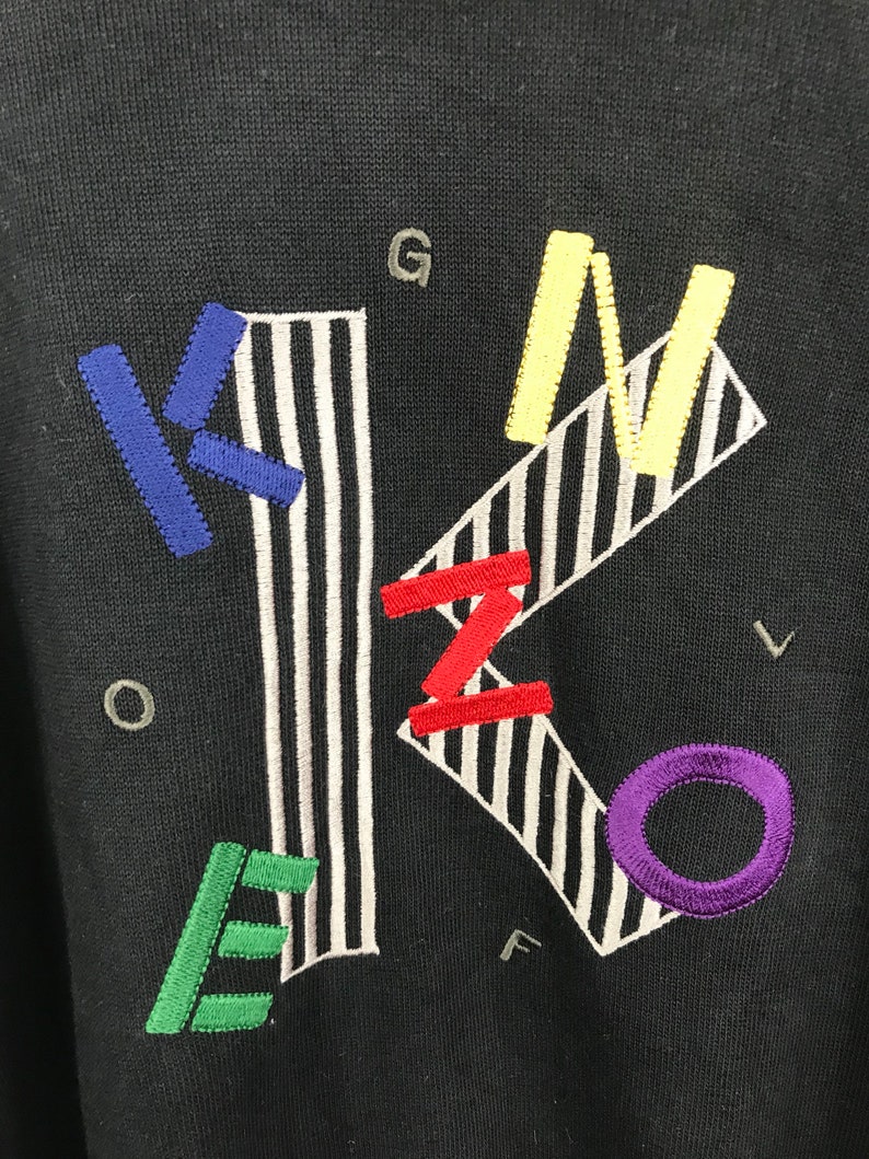 Rare Kenzo Golf Multicolor Spellout Embroidery Logo Crewneck ...