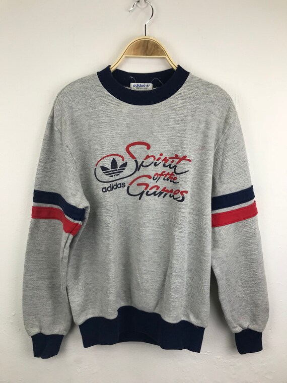 Rare!!Adidas Spirit Of The Games Spellout Logo Crewne… - Gem