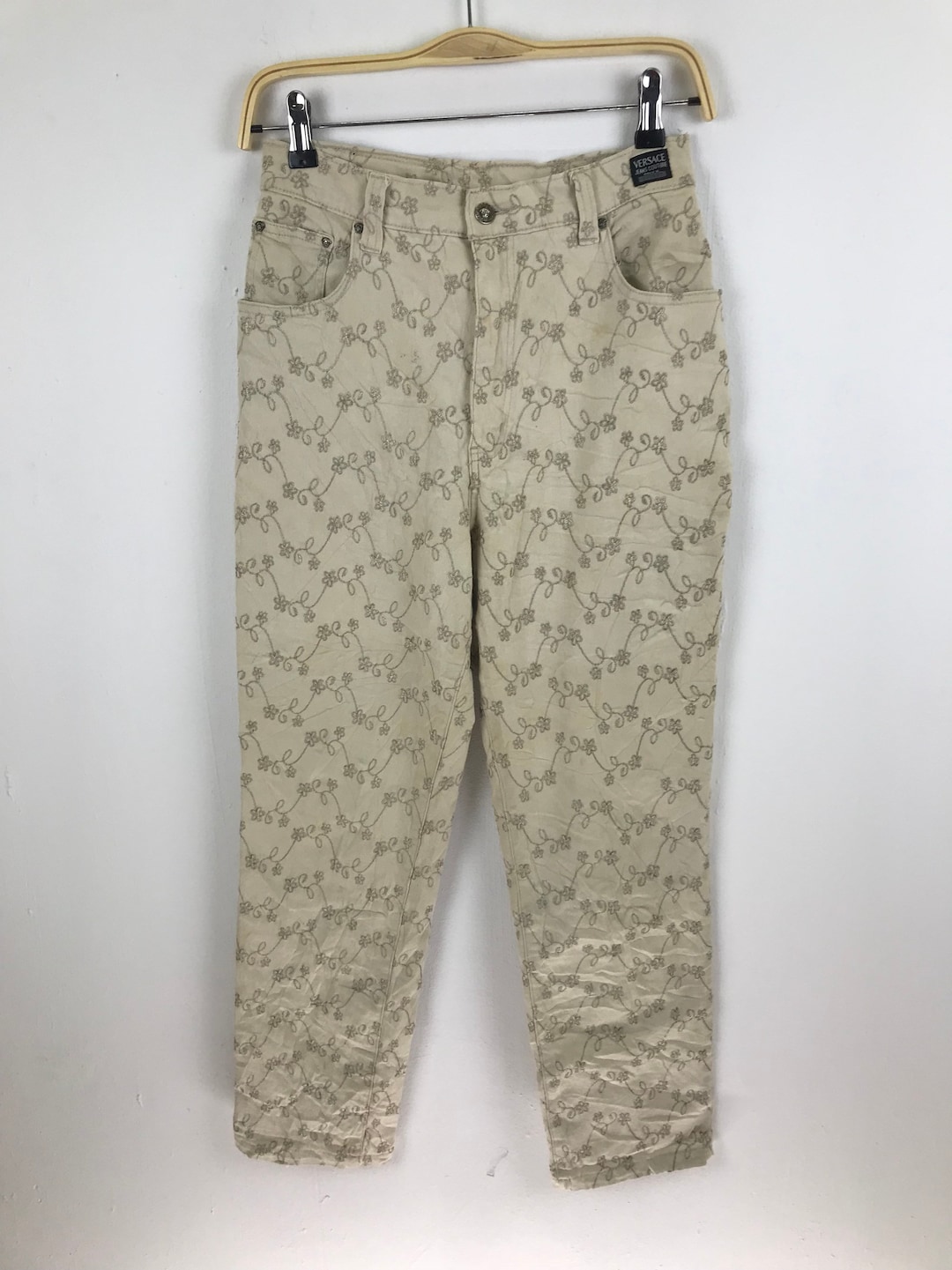 Versace Embroidery Jeans Pants - Etsy