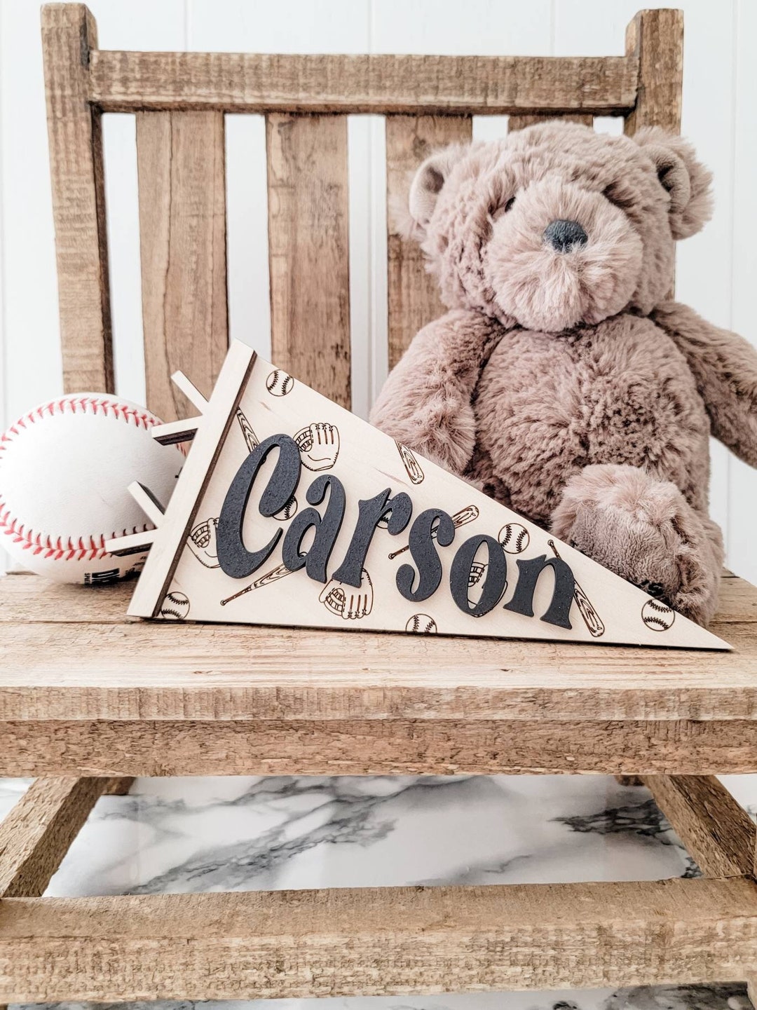 Personalized Pennant Flag | Baseball Name Flag | Baseball Shelf Decor ...