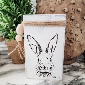 White Rabbit Block Sign Bunny Sign Rabbit Face Sign Easter Farmhouse ...