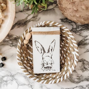 White Rabbit Block Sign Bunny Sign Rabbit Face Sign Easter Farmhouse ...