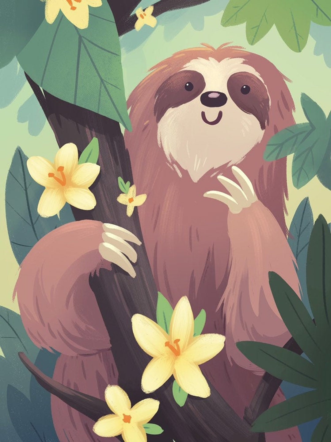 Happy Sloth - Etsy