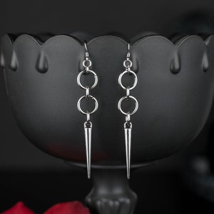Long Silver Spike Earrings Metal Spike Dangle Earrings Punk - Etsy