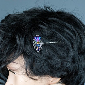 Rainbow Raven Skull Hair Pins, Crow Head Bobby Pins, Oil Slick ...