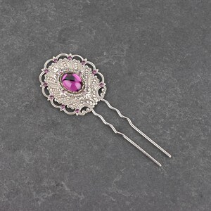Purple Hair Pin, Amethyst Hair Jewelry, Victorian Wedding, Silver ...