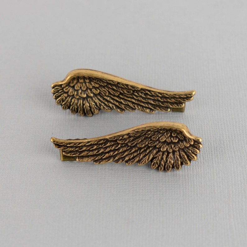 Black Brass Silver Wing Hair Pins Feather Hair Slides Fallen - Etsy