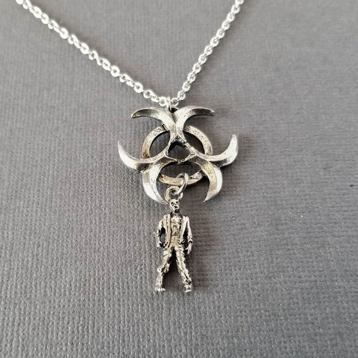 Biohazard Symbol Necklace Dystopian Wasteland Charm Post - Etsy