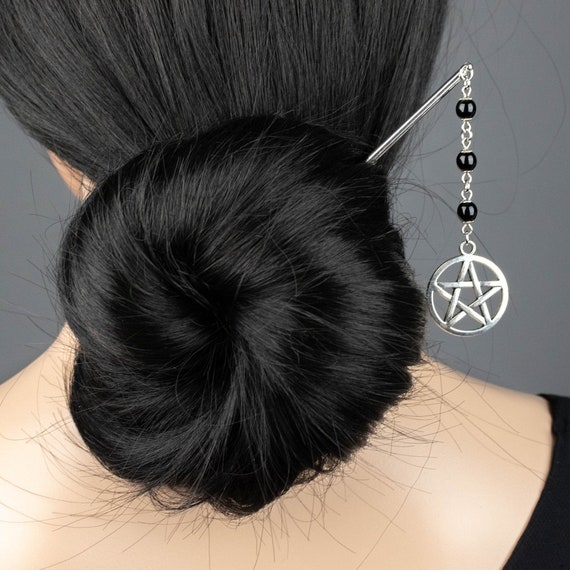 Pentagram Hair Stick Pentacle Hair Accessory Silver Bun | Etsy