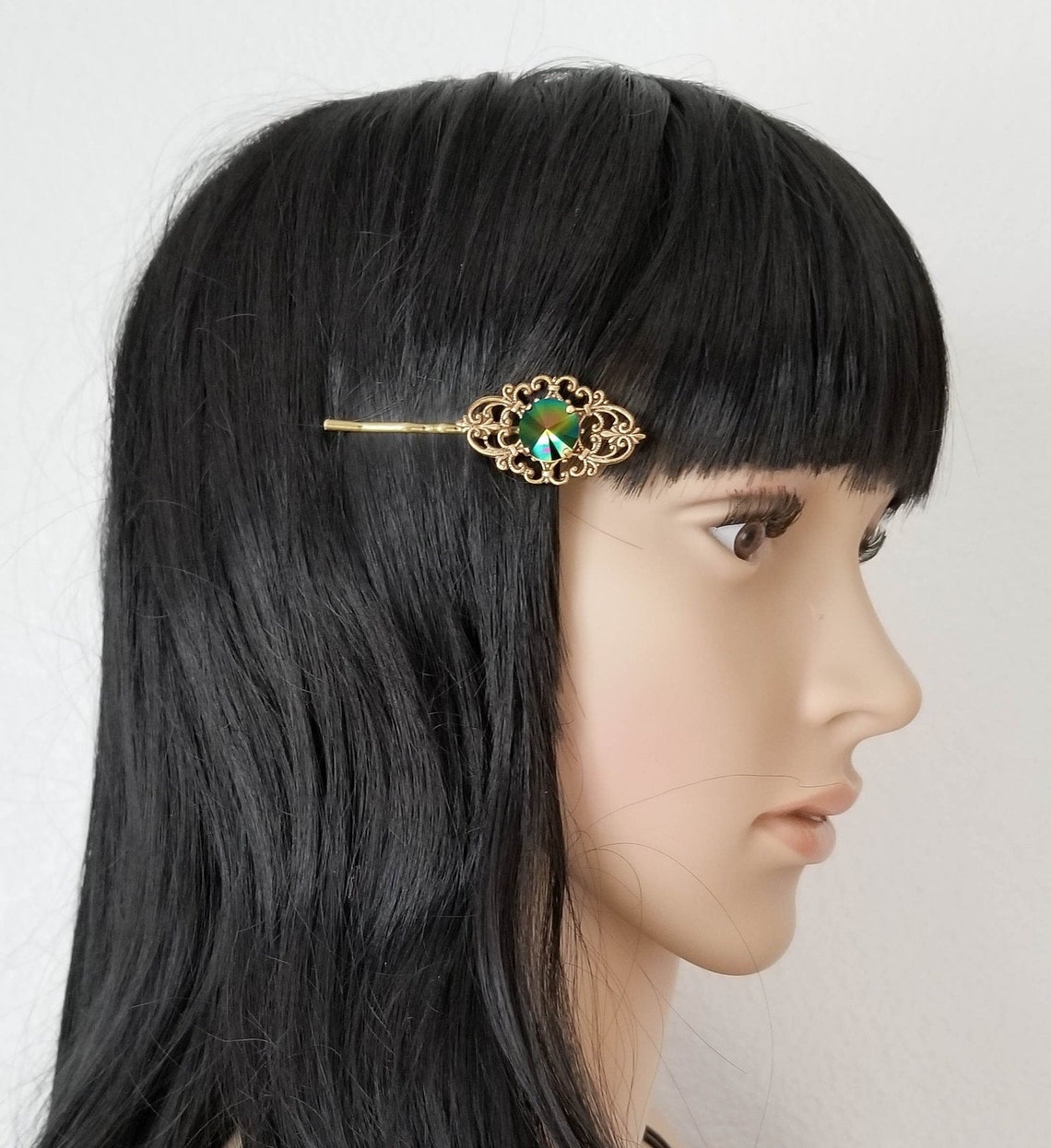 Metallic Oil Slick Hair Pin Black Rainbow Crystal Bobby Pin - Etsy