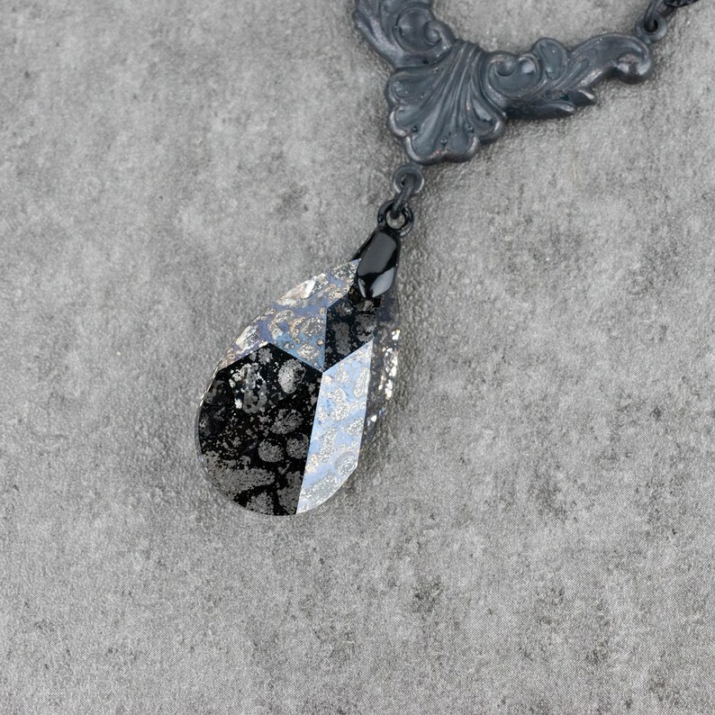 Crystal Teardrop Necklace Victorian Mourning Pendant Gothic - Etsy