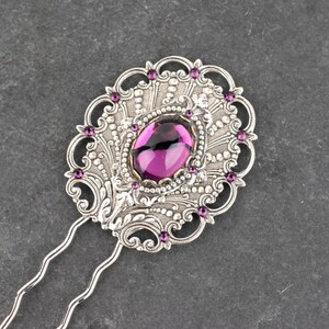 Purple Hair Pin, Amethyst Hair Jewelry, Victorian Wedding, Silver ...