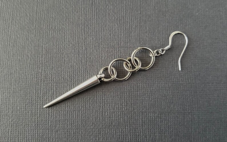 Long Silver Spike Earrings Metal Spike Dangle Earrings Punk - Etsy