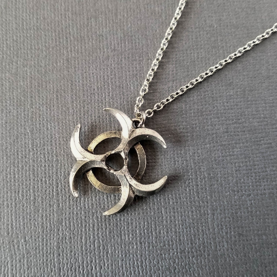 Biohazard Symbol Necklace Dystopian Wasteland Charm Post - Etsy