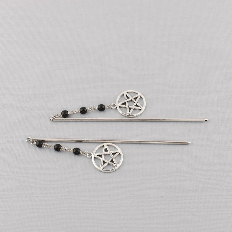 Pentagram Hair Stick Pentacle Hair Accessory Silver Bun | Etsy