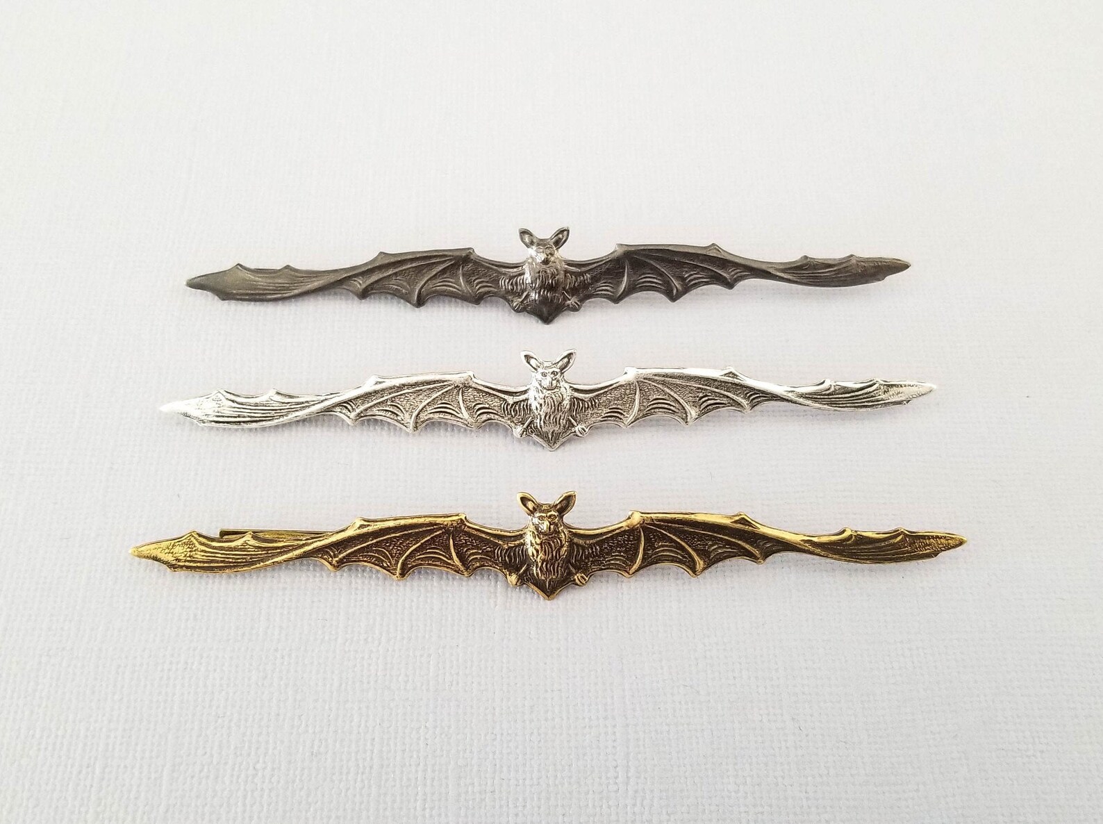 Flying Bat Hair Pin Gunmetal Black Bat Silver Bat Brass | Etsy
