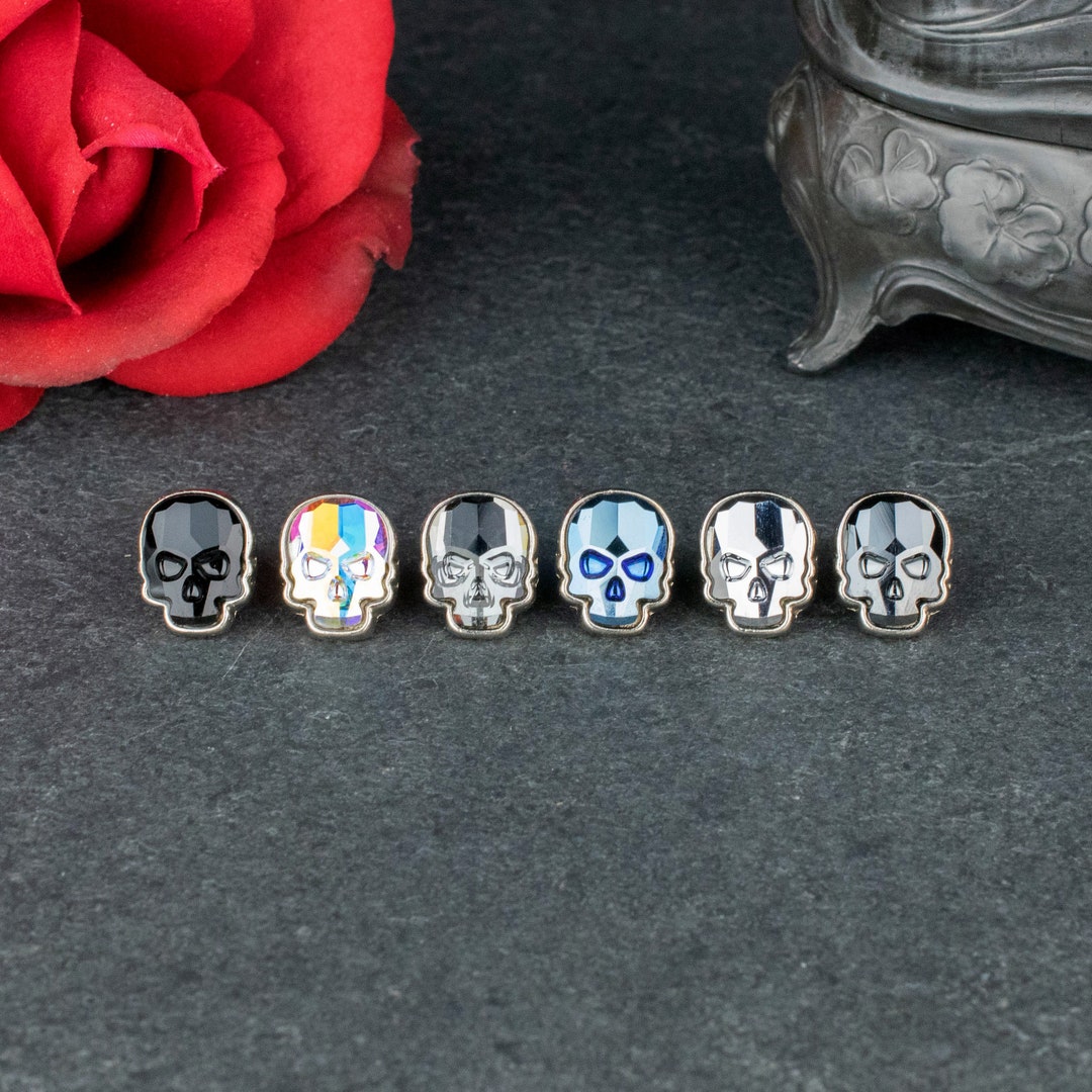 Crystal Skull Lapel Pin, Edgy Punk Tie Tack, Goth Gothic Brooch, Biker ...