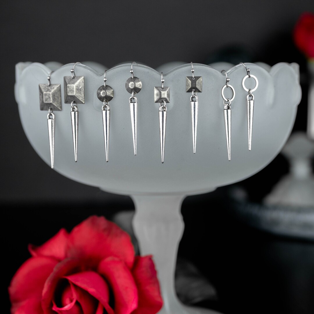 Long Spike Dangle Earrings, Edgy Geometric Jewelry, Industrial Drop ...