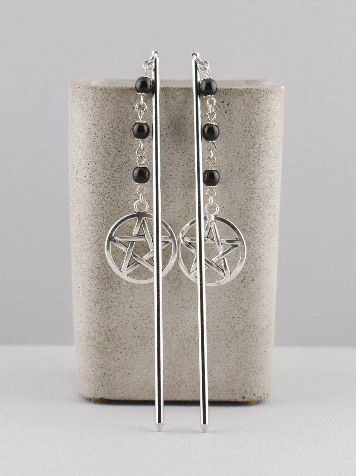 Pentagram Hair Stick Pentacle Hair Accessory Silver Bun - Etsy