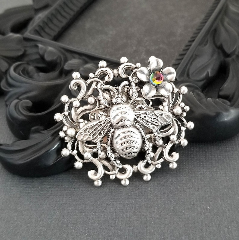 Victorian Style Bumble Bee Brooch Honeybee Lapel Pin Flying - Etsy
