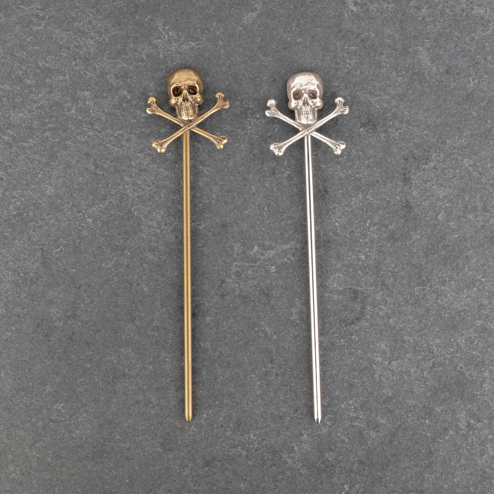 Skull Crossbones Hair Stick Silver Brass Jolly Roger Hair | Etsy