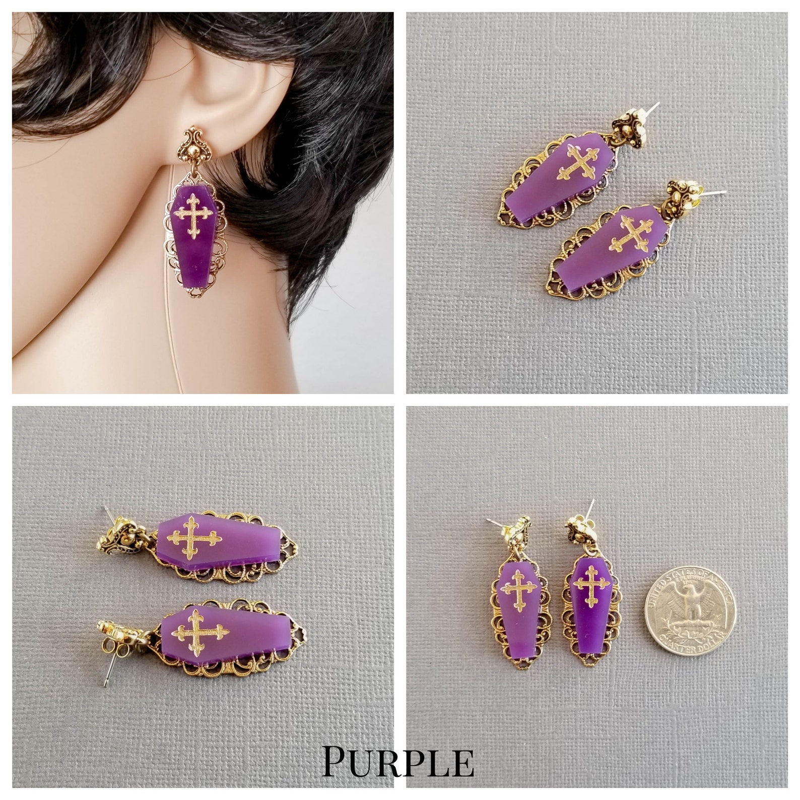 Gothic Coffin Dangle Post Earrings Spooky Occult Accessory - Etsy