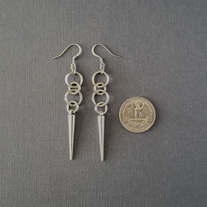 Long Silver Spike Earrings Metal Spike Dangle Earrings Punk - Etsy