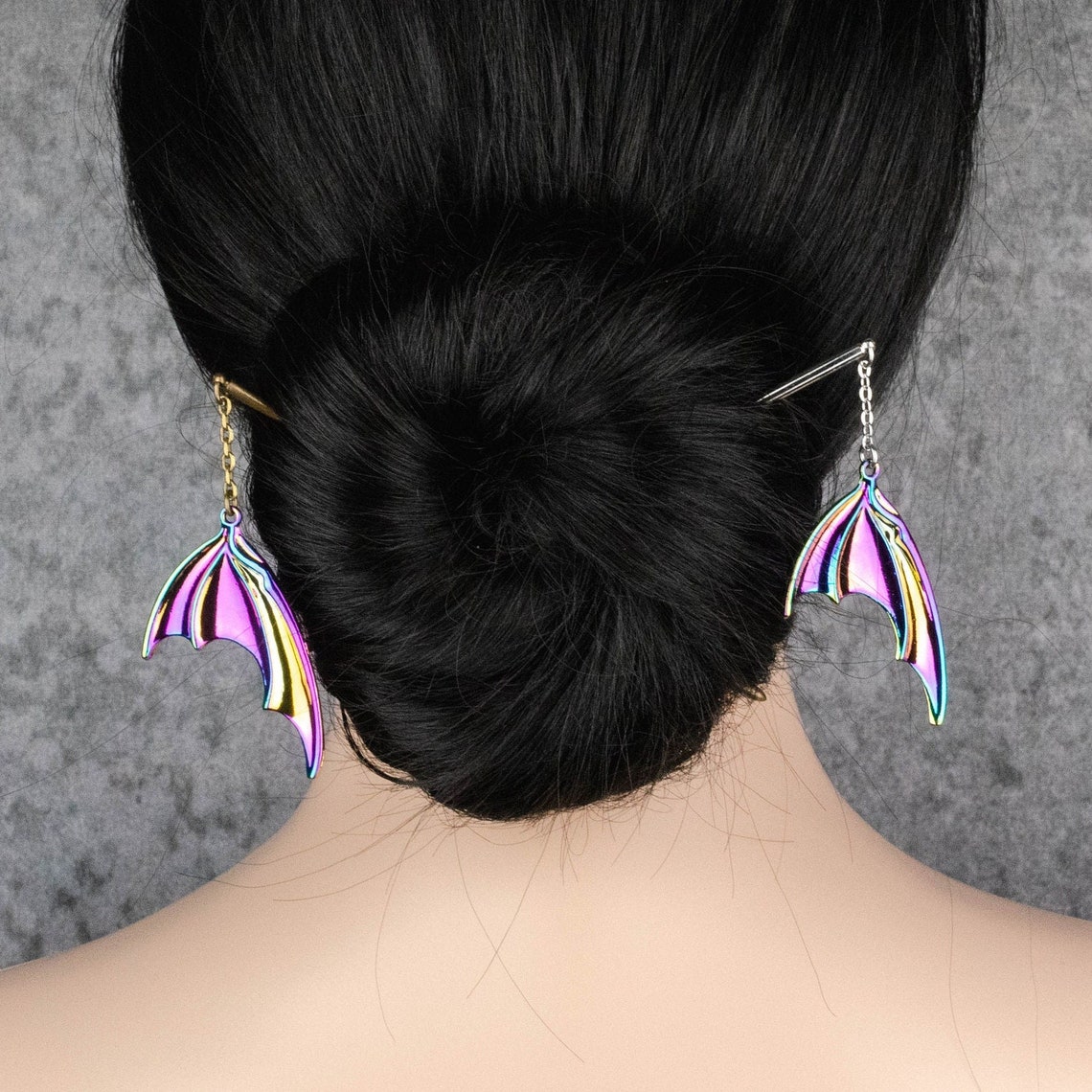 Dragon Wing Hair Stick Bat Wing Hair Pin Oil Slick Hair | Etsy