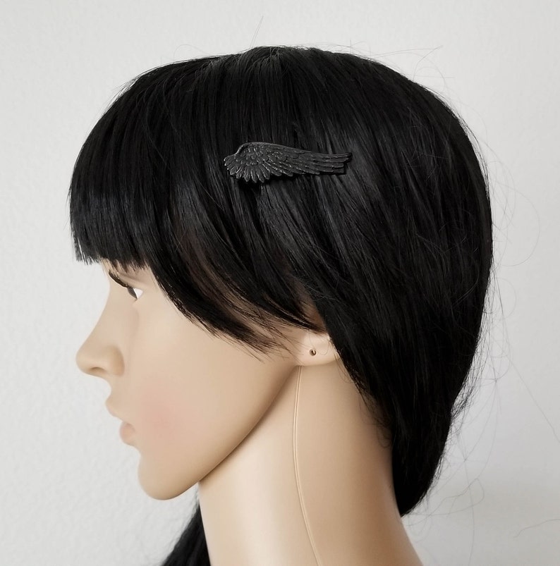 Black Brass Silver Wing Hair Pins Feather Hair Slides Fallen - Etsy