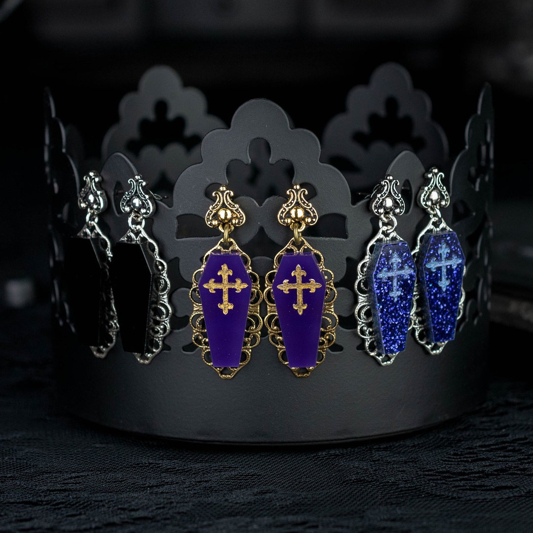 Gothic Coffin Dangle Post Earrings Spooky Occult Accessory - Etsy