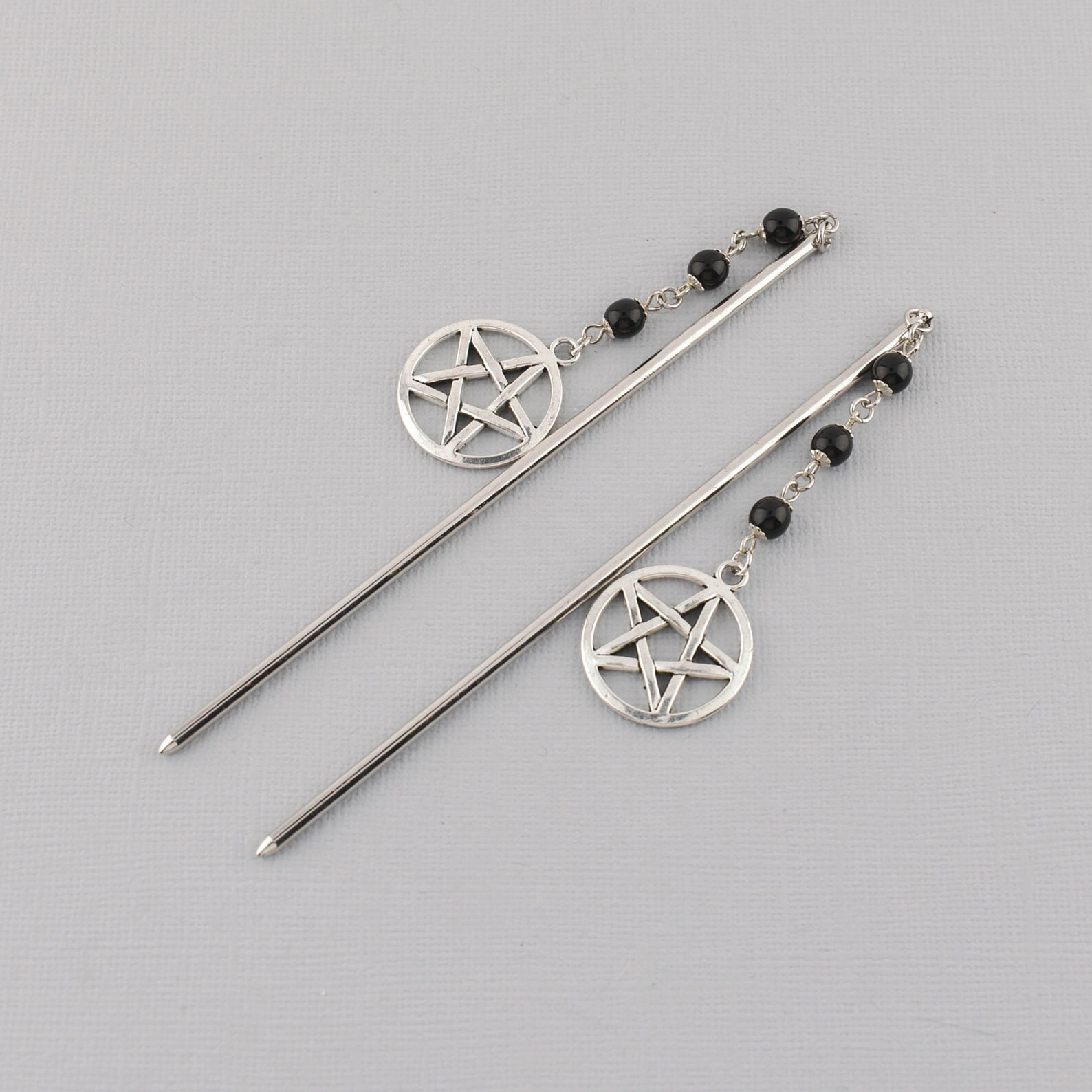 Pentagram Hair Stick Pentacle Hair Accessory Silver Bun - Etsy