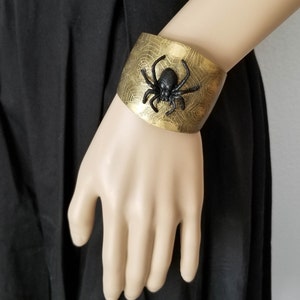 Embossed Brass Spiderweb Cuff, Goth Spider Bangle, Wide Textured ...