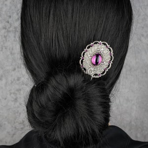 Purple Hair Pin, Amethyst Hair Jewelry, Victorian Wedding, Silver ...