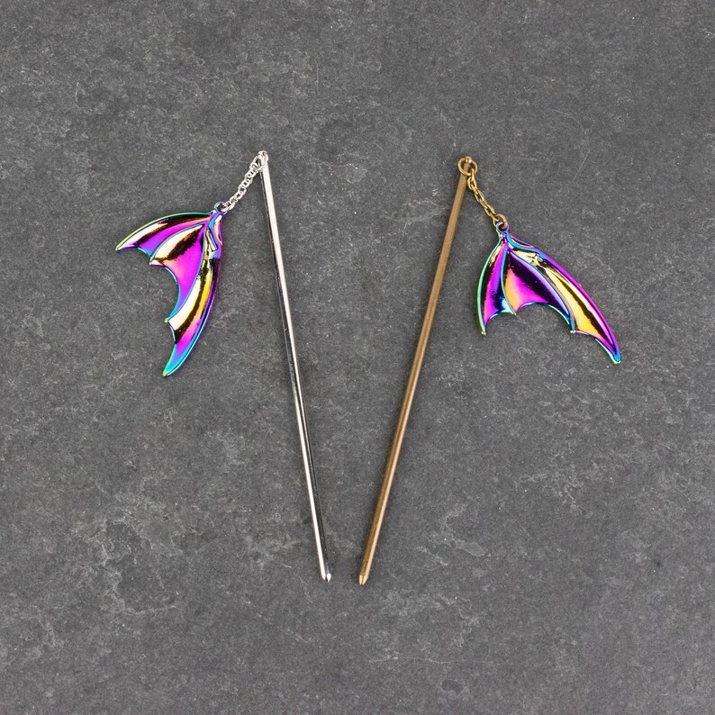 Dragon Wing Hair Stick Bat Wing Hair Pin Oil Slick Hair | Etsy
