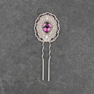Purple Hair Pin, Amethyst Hair Jewelry, Victorian Wedding, Silver ...