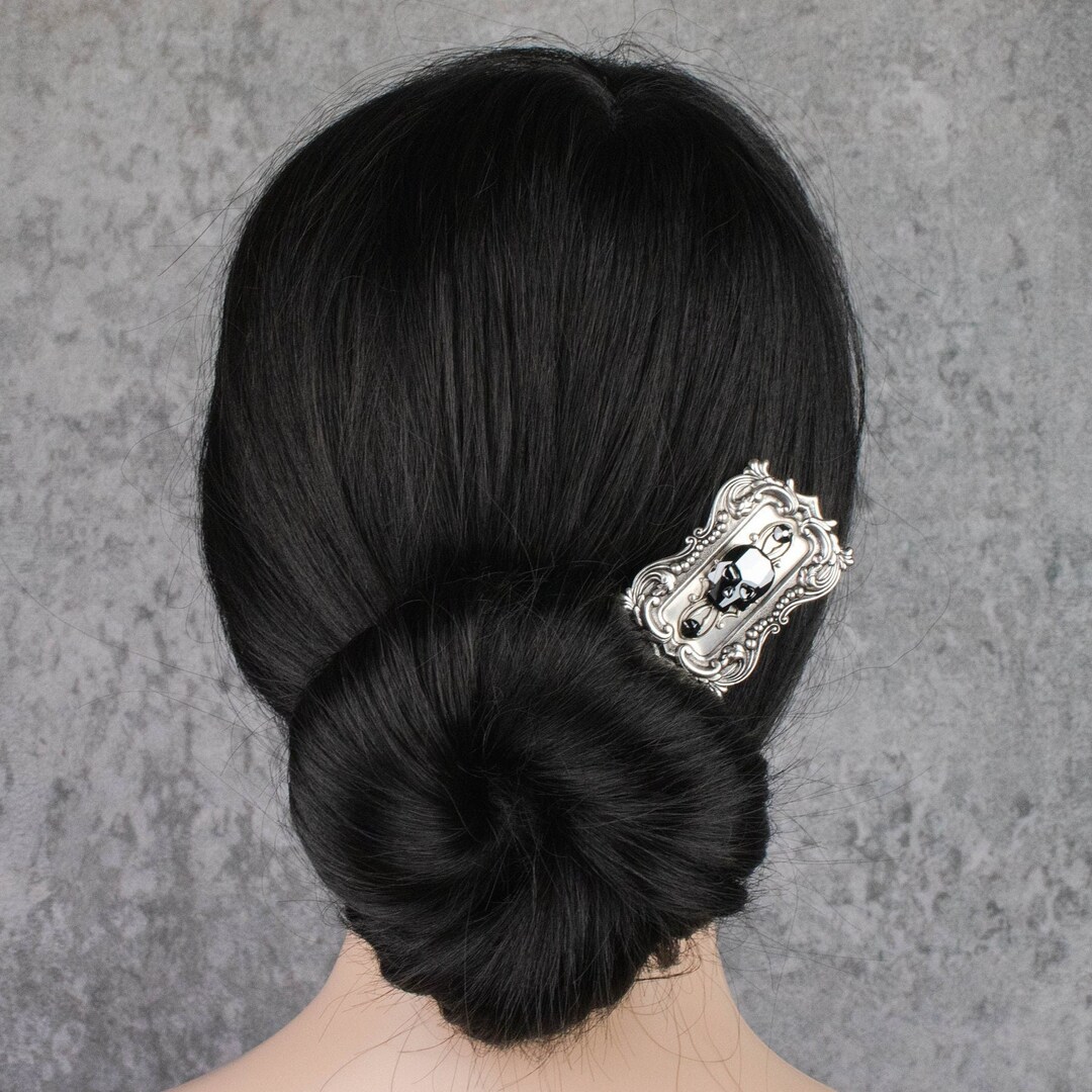 Skull Hair Stick, 2 Prong Hair Fork, Gothic Hair Accessories, Skull Bun ...