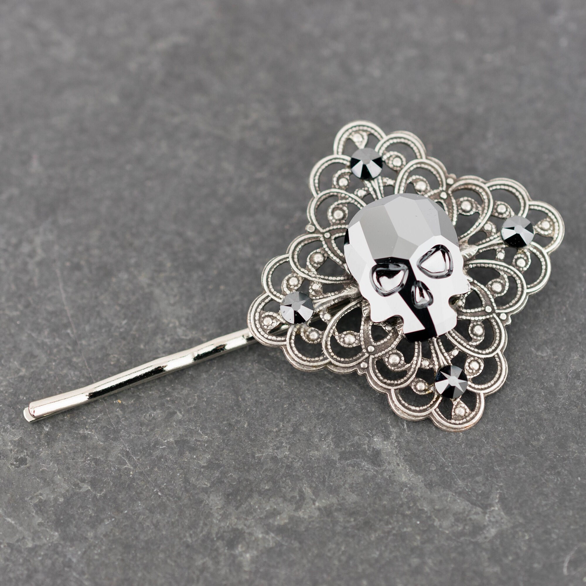 Skull Hair Pin Black Bobby Pin Gothic Hair Accessory | Etsy