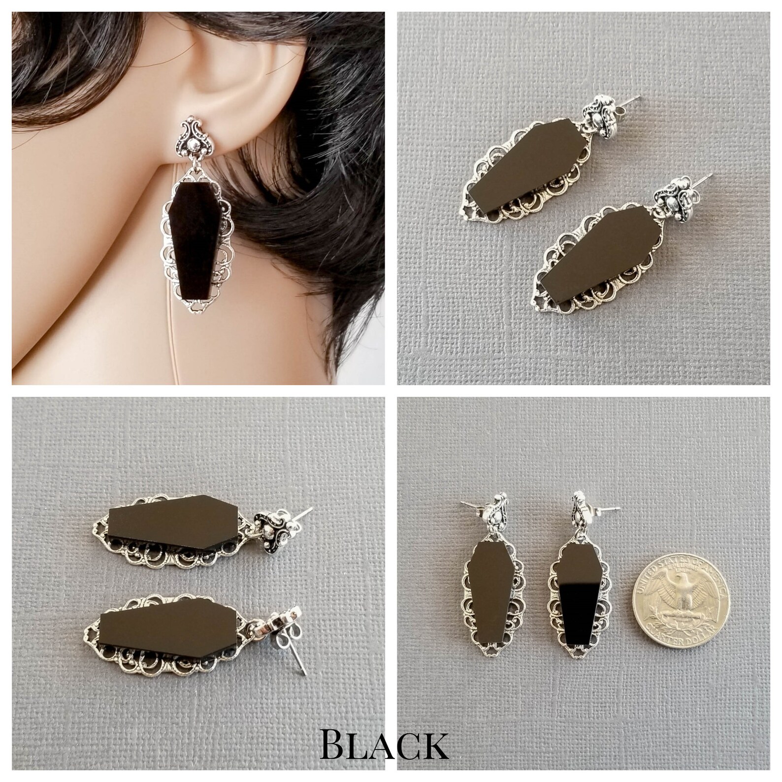 Gothic Coffin Dangle Post Earrings Spooky Occult Accessory - Etsy