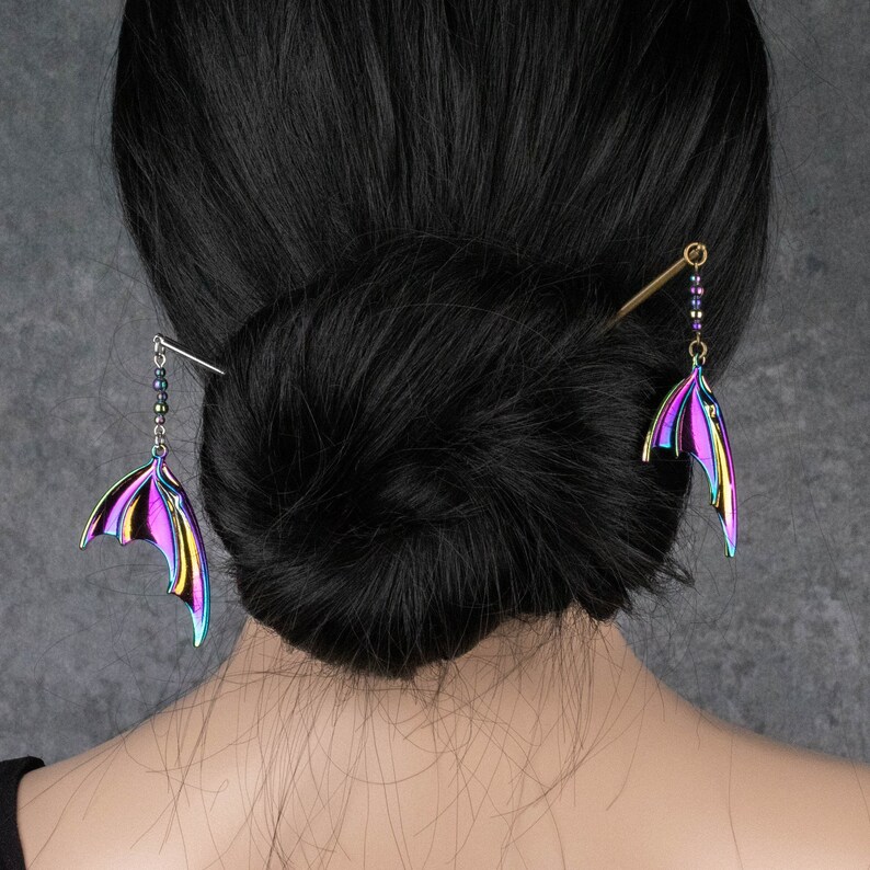 Dragon Wing Hair Stick Bat Wing Hair Pin Oil Slick Hair - Etsy