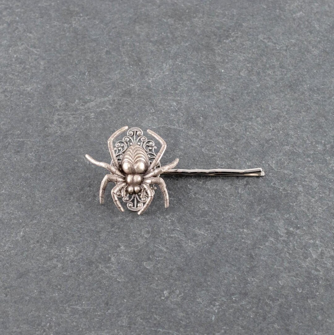 Silver Spider Hair Pin, Creepy Crawly Bobby Pin, Insect Hair ...