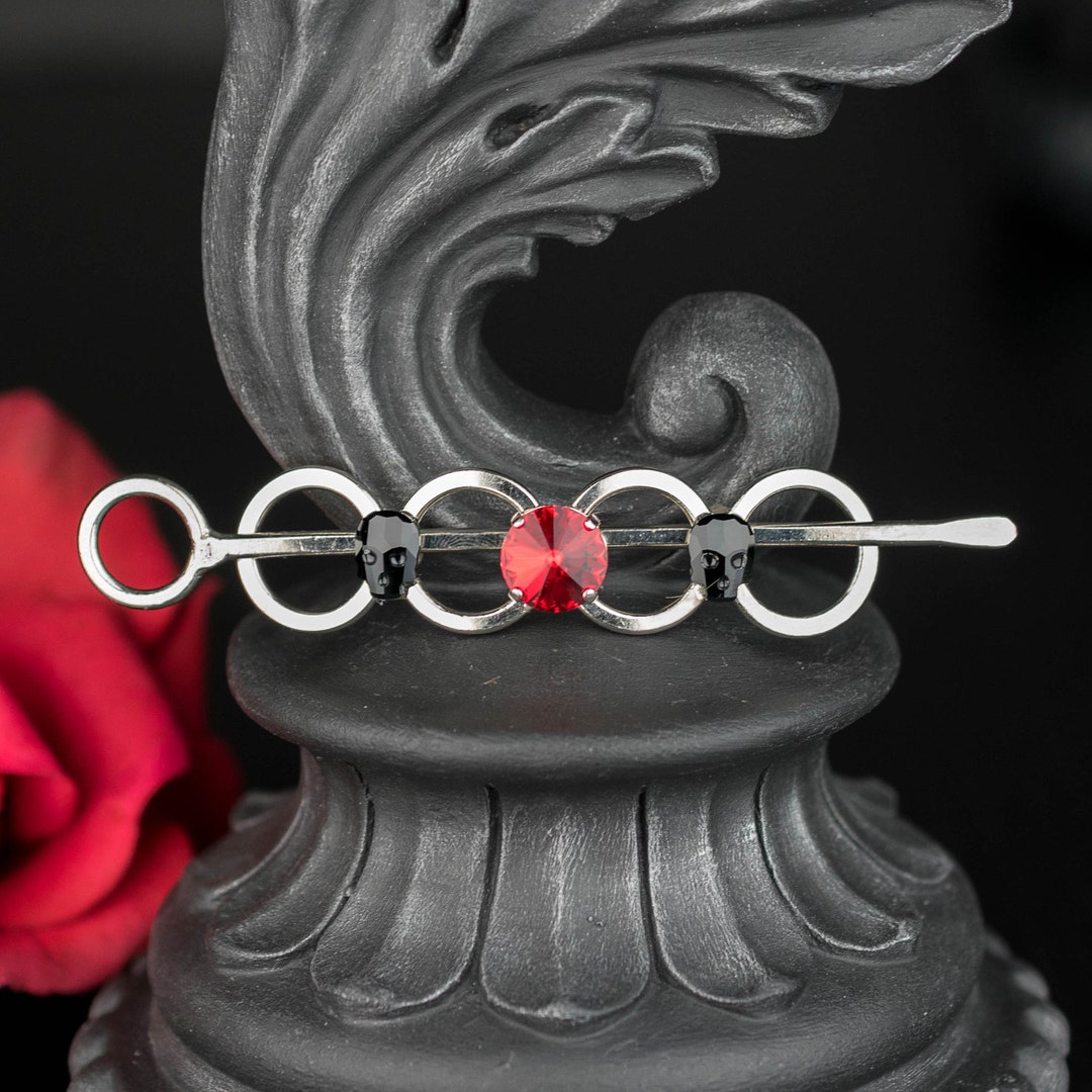 Skull Hair Barrette, Gothic Hair Jewelry, Silver Stick Barrette ...