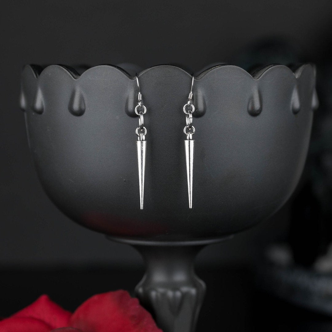 Urban Spike Earrings, Long Silver Dangles, Edgy Punk Gothic Jewelry ...